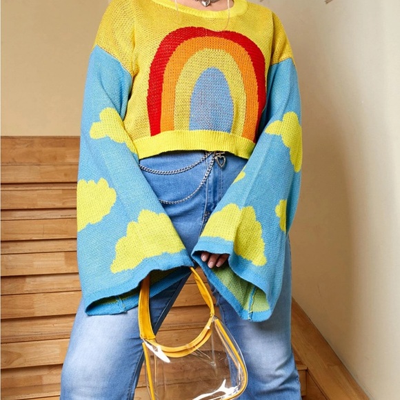 SHEIN | Sweaters | Colorful Rainbow Knit Sweater Womens Size X | Poshmark